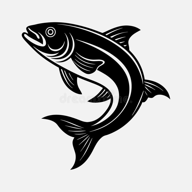 Moving Fish Black Silhouette Vector Art Illustration on a White ...