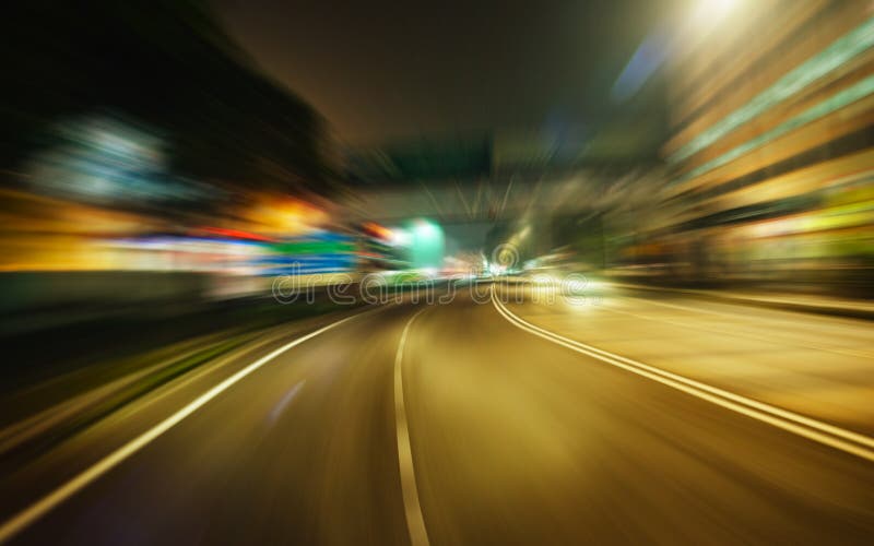 Moving Forward Blur Background in Night Scene. Stock Photo - Image of ...