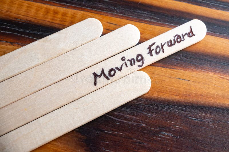 Always Moving Forward Concept Made with Ice Cream Sticks Stock Photo ...