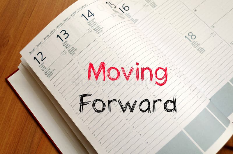 Moving Forward Concept on Notebook Stock Image - Image of departure ...