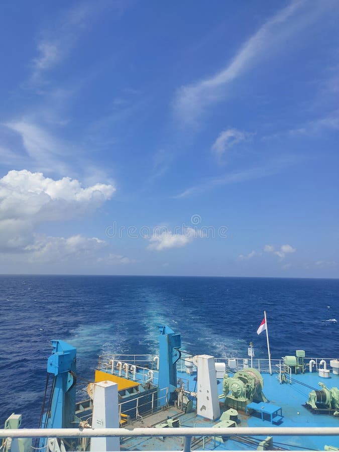 Moving Forward from the Stern of the Ship Stock Photo - Image of blue ...