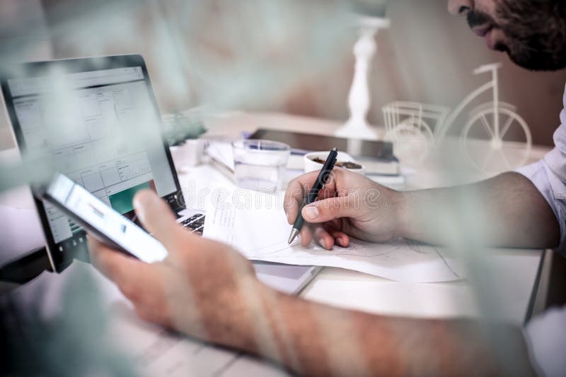 Moving Forward with Technology in Hand. Stock Image - Image of ...