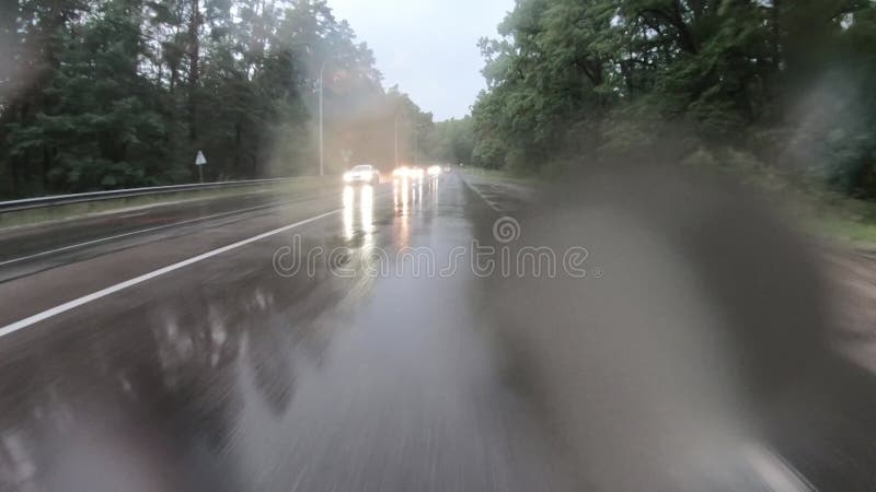Moving on Forward on Wet Asphalt Road. Stock Video - Video of falling ...