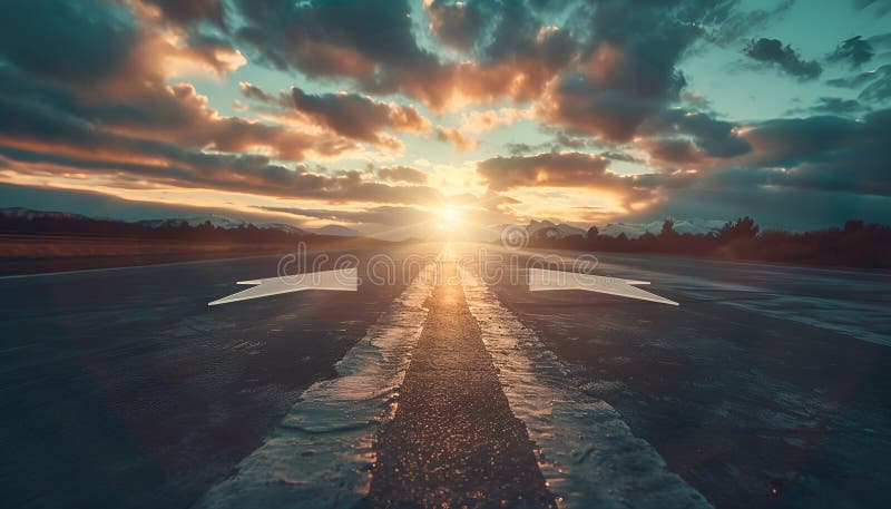 Moving Forward, Wide Roads and Sky, Forward Arrows, Daylight Stock ...