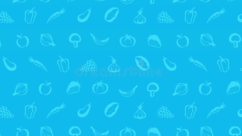 Moving Fruit and Vegetables Icons, Animated Blue Background Stock Video ...