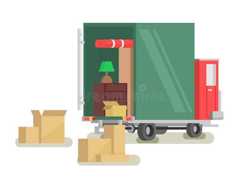 Moving furniture loading stock vector. Illustration of package - 69762584