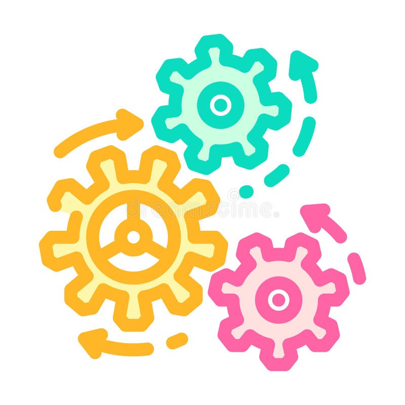 Moving Gears Progress Color Icon Vector Illustration Stock Illustration ...