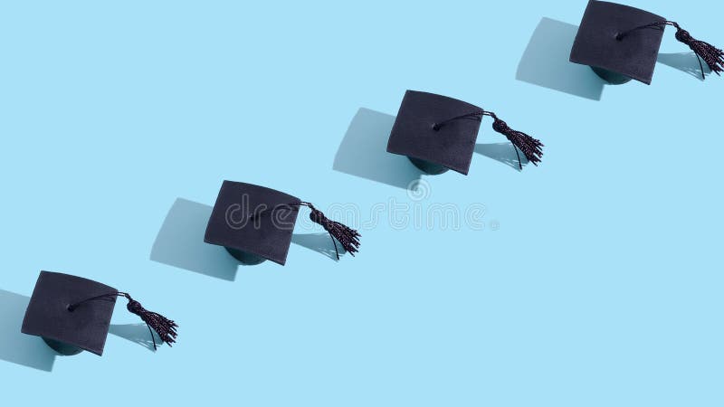 Moving Graduated Cap Pattern. Education Concept Motion Background Stock ...