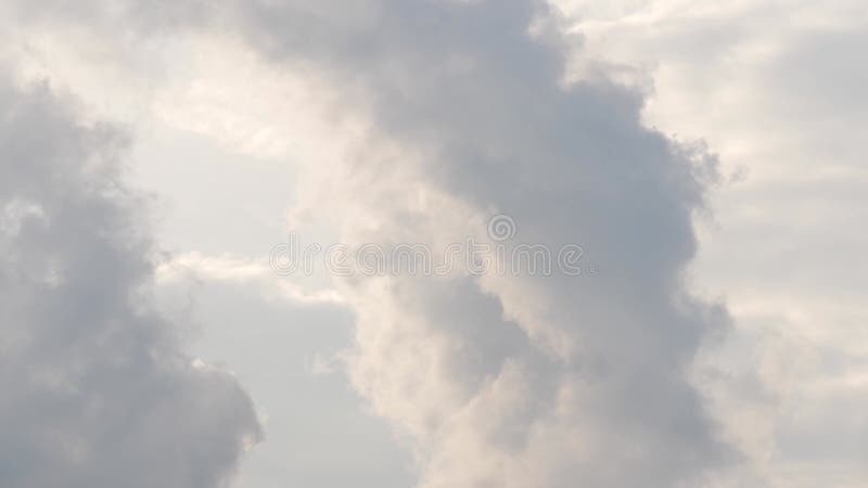 Moving Gray Fluffy Cloud Changing Shape by Wind Blow on White Cloudy ...