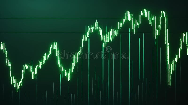 Moving Green Graph Illustrating Fluctuations in Data Over Time Stock ...