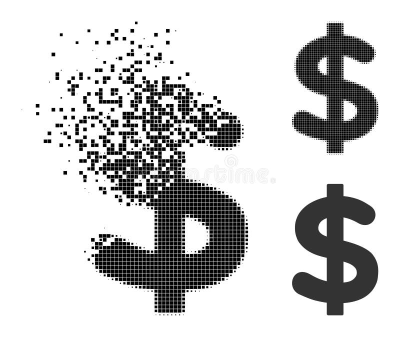 Moving and Halftone Pixelated Dollar Glyph Stock Vector - Illustration ...