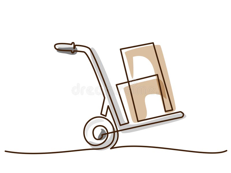 Moving Hand Truck with Boxes. Continuous Single One Line Stock Vector ...