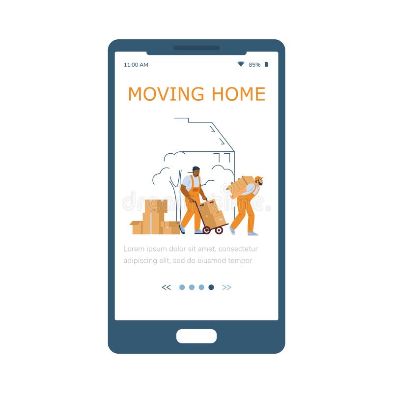 Moving Home Company Application Onboarding Page, Flat Vector ...