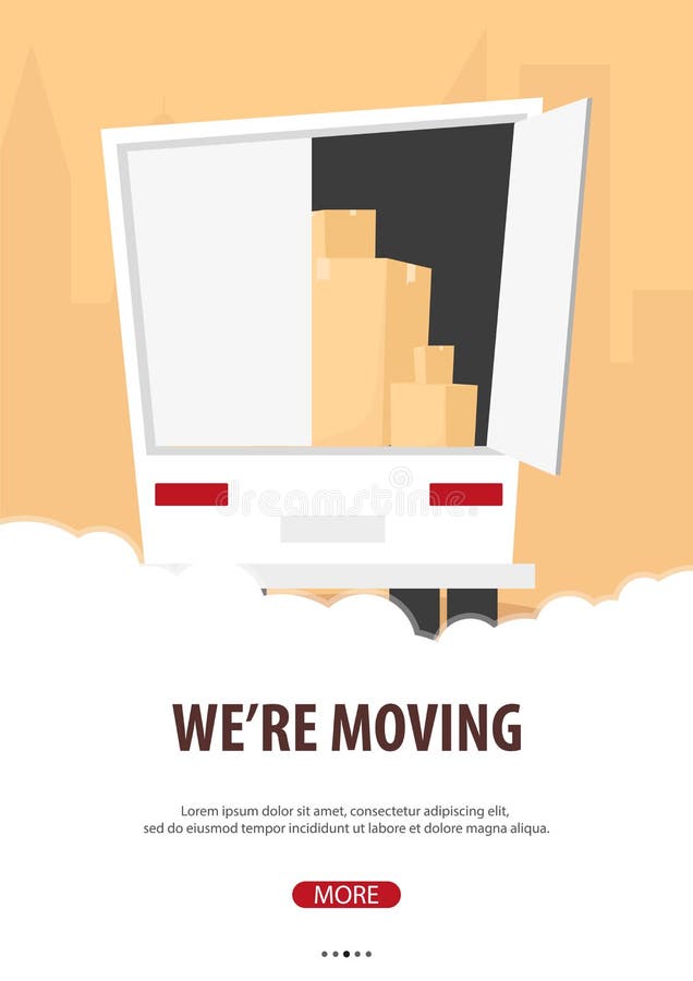 Moving Home, we are Moved. Moving Truck with Boxes. Vector Cartoon ...