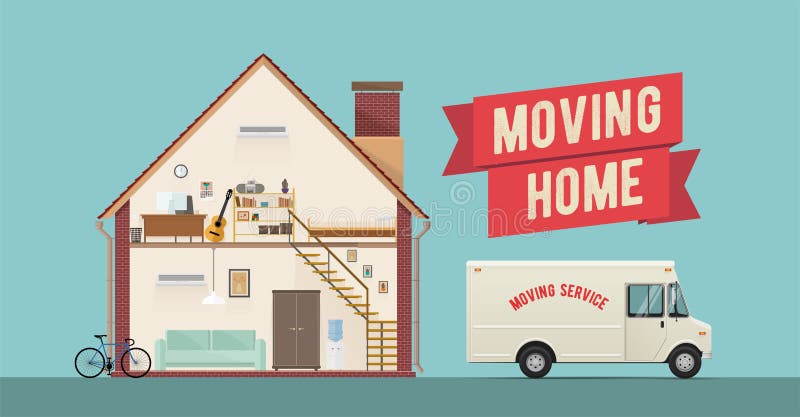 Moving Home Service Banner. Flat Styled Vector Illustration. Stock ...