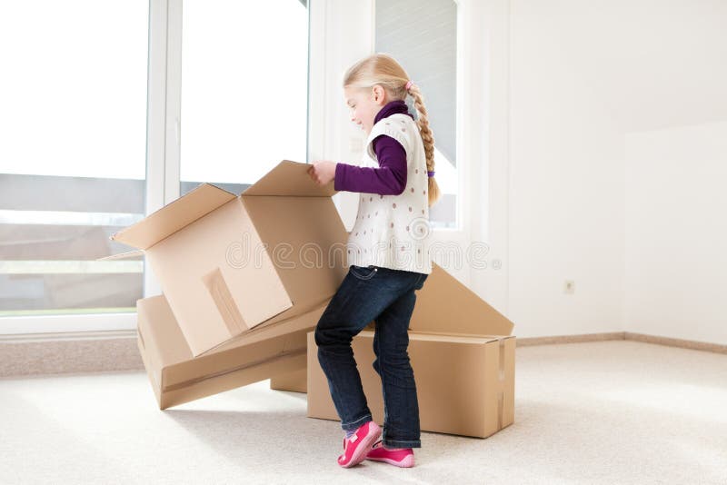 Woman Carrying Open Moving Storage Box Stock Photo - Image of parcel ...