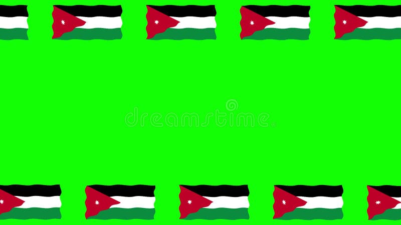 Moving Jordan Flags Decorative Frame on Green Screen Background Stock ...