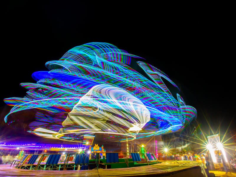 Moving Light from Ferris Wheel at Night Editorial Stock Photo - Image ...
