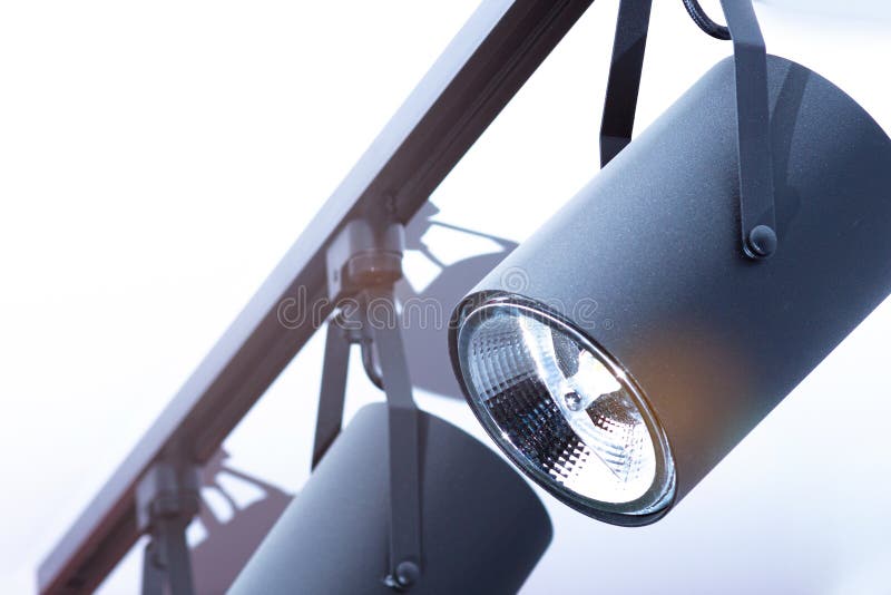 Moving Light Fixed on the Ceiling in the Form of a Group of Black Lamps ...