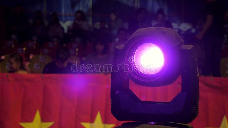 A Moving Lighting Head in a Circus during a Performance, a Beam for the ...