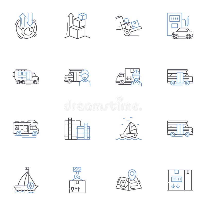 Moving Line Icons Collection. Relocation, Packing, Loading, Unpacking ...