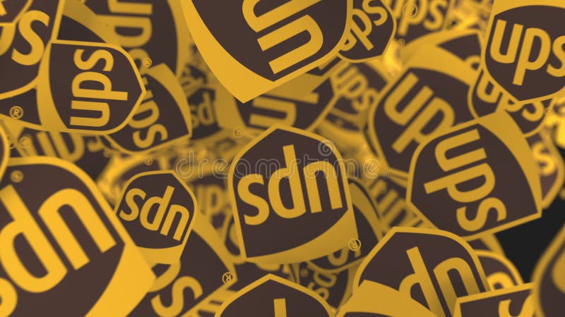 Many Moving Logos of UPS. Editorial Loopable Motion Background Stock ...