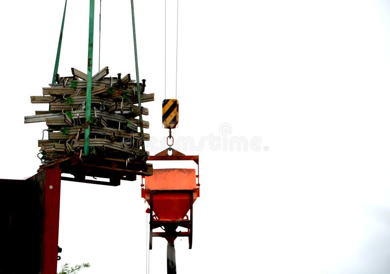 Moving Material To the Construction Site. the Crane Carries Stock Photo ...