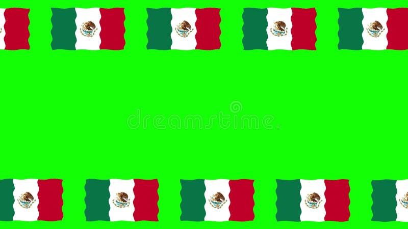 Moving Mexican Flags Decorative Frame on Green Screen Background Stock ...