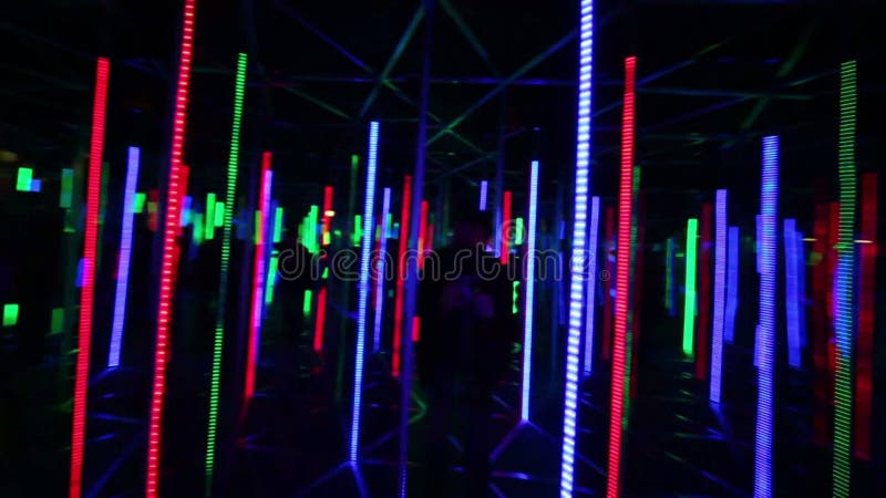 Moving through Mirror Labyrinth Illuminated with Stock Video - Video of ...