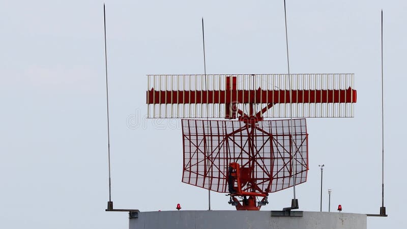 Modern Sea Radar Tower with Rotating Antenna Array Stock Footage ...