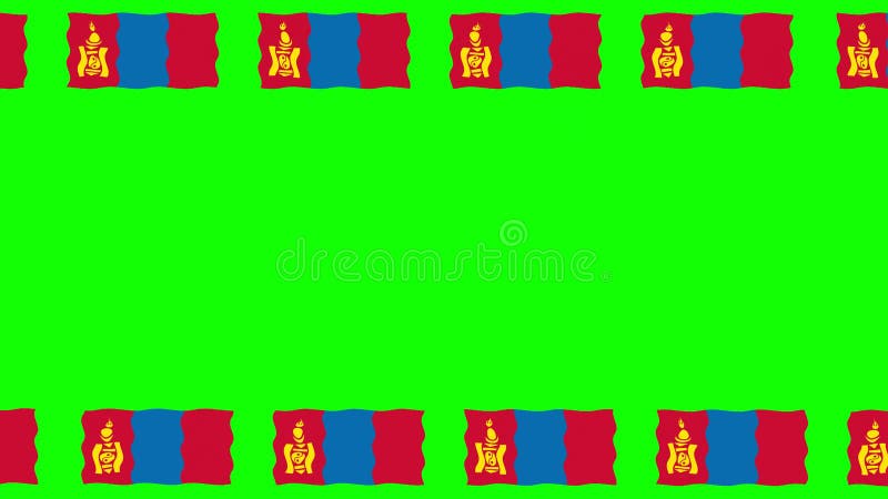 Moving Mongolia Flags Decorative Frame on Green Screen Background Stock ...