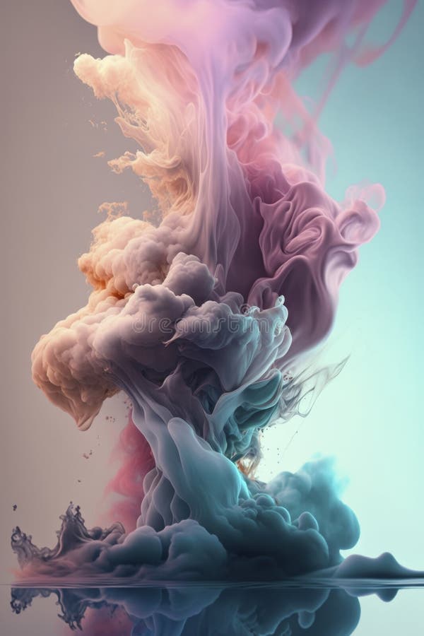 Moving Multicolored Cloud of Smoke Forming Delicate Shapes in Pastel ...