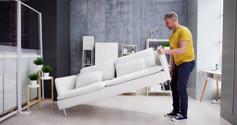 Moving new sofa furniture stock image. Image of white - 275164653