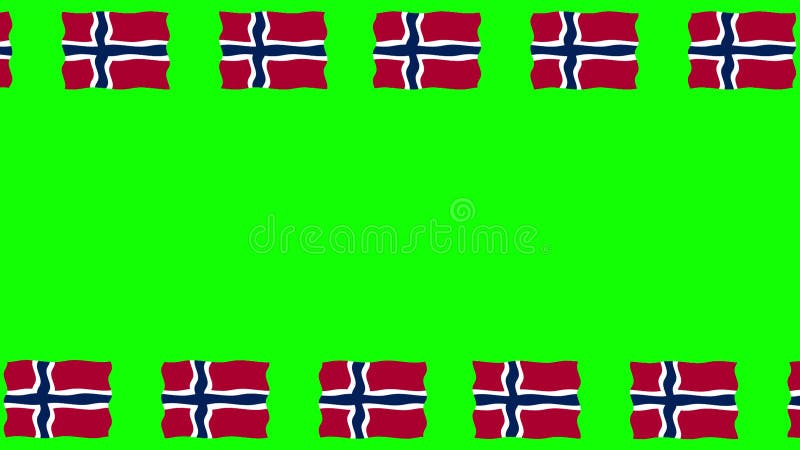 Moving Norway Flags Decorative Frame on Green Screen Background Stock ...