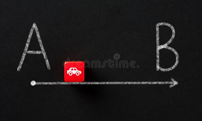 Moving from One Point To Another by Car. Transportation and Destination ...