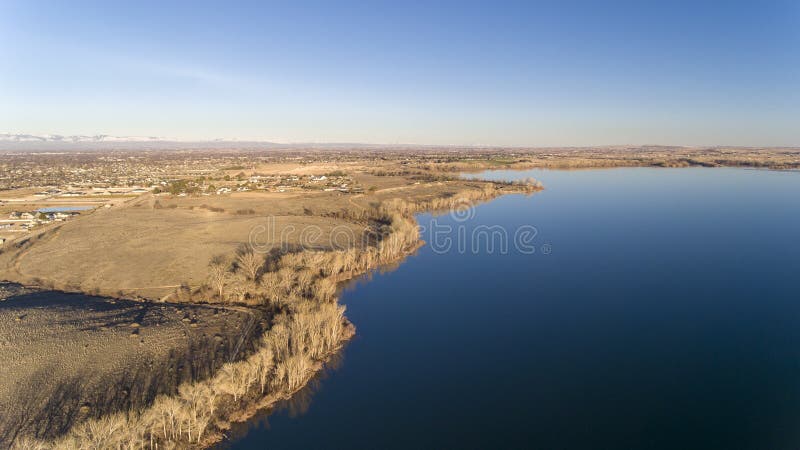 Arial View of a Lake in Fall Time Stock Image - Image of curve, stream ...
