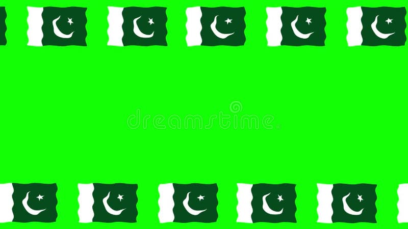 Moving Pakistan Flags Decorative Frame on Green Screen Background Stock ...