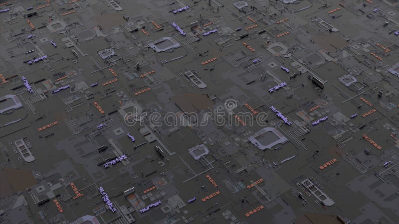 Moving Particles on Computer Board. Design. 3D Computer Board with ...