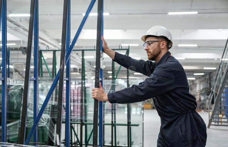 Moving Parts Windows Factory Worker Indoors Hard Hat Stock Photos ...