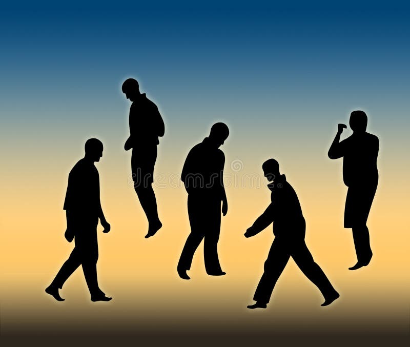 Moving People Silhouette Vector Stock Vector - Illustration of human ...