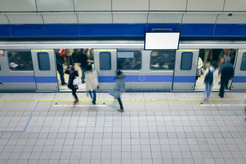 Moving People Enter Carriage at Metro Station Stock Photo - Image of ...