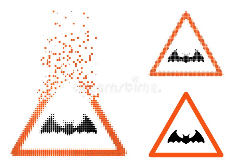 Moving Pixel Bat Warning Glyph with Halftone Version Stock Vector ...