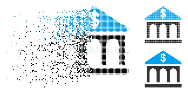 Moving Pixel Halftone Classic Bank Building Icon Stock Vector ... Moving Pixel Halftone Classic Bank Building Icon Stock Vector ...