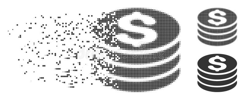 Moving Pixel Halftone Dollar Coin Stack Icon Stock Vector ... Moving Pixel Halftone Dollar Coin Stack Icon Stock Vector ...