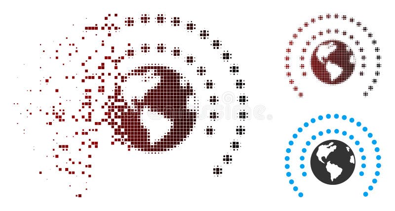 Moving Pixel Halftone Earth Sphere Shield Icon Stock Vector ... Moving Pixel Halftone Earth Sphere Shield Icon Stock Vector ...