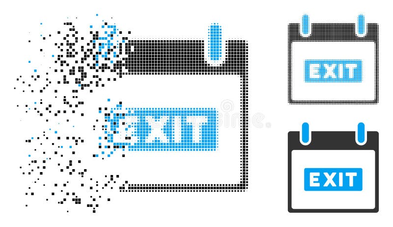 Moving Pixel Halftone Exit Caption Calendar Day Icon Stock Vector ...