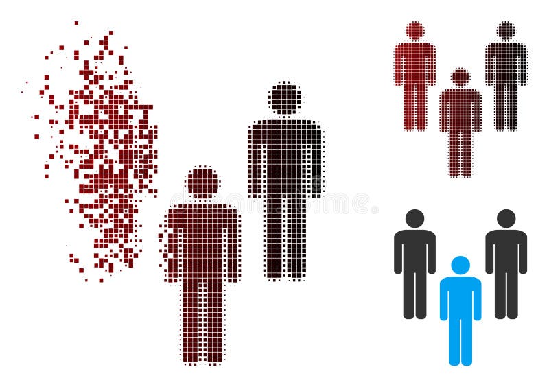 Moving Pixel Halftone People Community Icon Stock Vector - Illustration ...