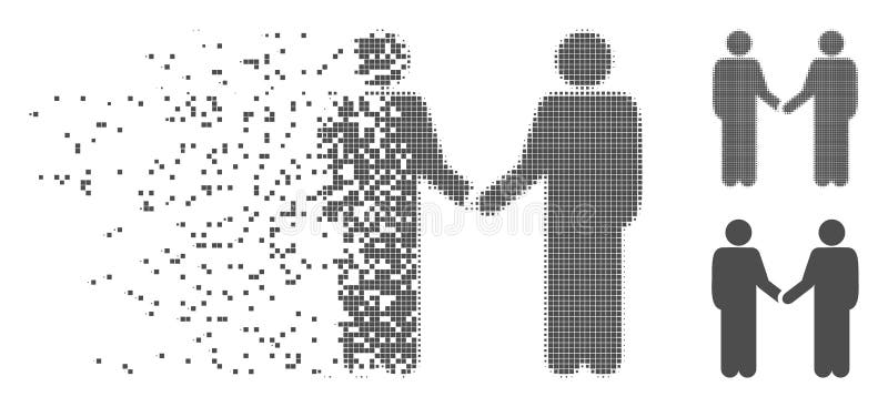 Moving Pixel Halftone Persons Handshake Icon Stock Vector ...