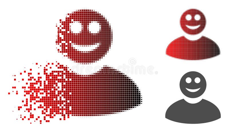 Moving Pixelated Halftone Smiled Man Icon Stock Vector - Illustration ...