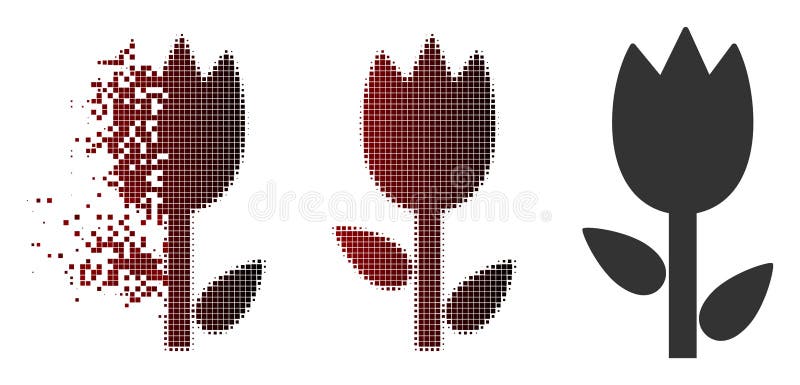 Moving Pixelated Halftone Tulip Icon Stock Vector - Illustration of composition, floral: 125954680